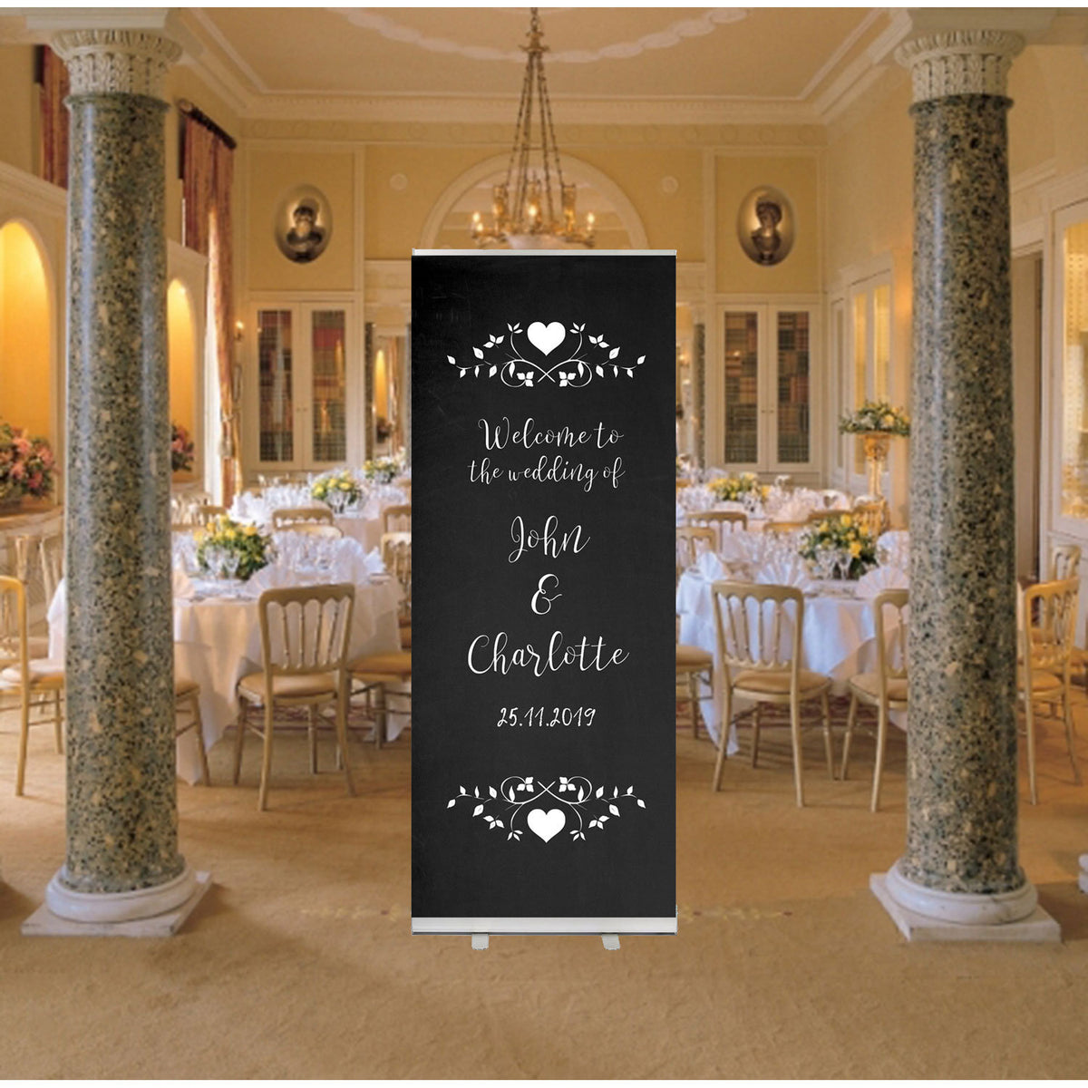 Chalk Board Effect Wedding Roller Banner – Silk Stationery