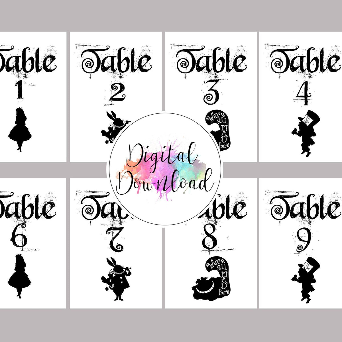Instant Download Set of 20 - Alice in Wonderland Table Numbers – Silk ...